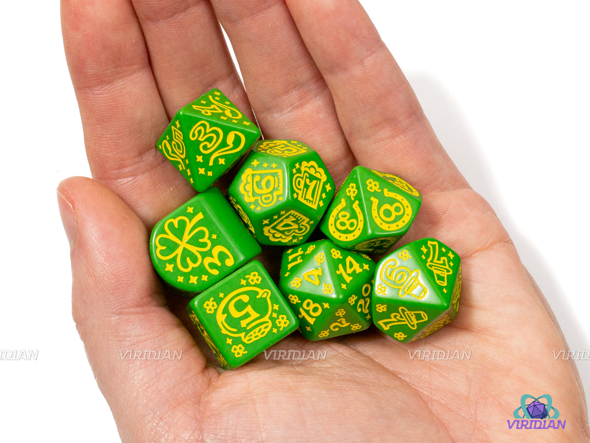 The Lucky Charm | Green & Yellow St Patrick's Day Themed Dice Set (7 ...