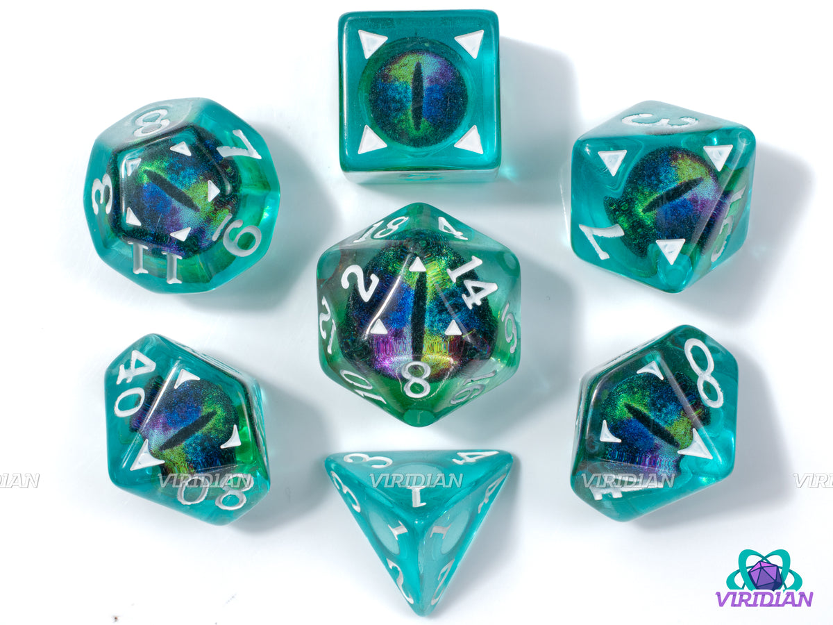 Turquoise Draconis | Multi-Colored Dragon Eye Dice, Translucent Green ...