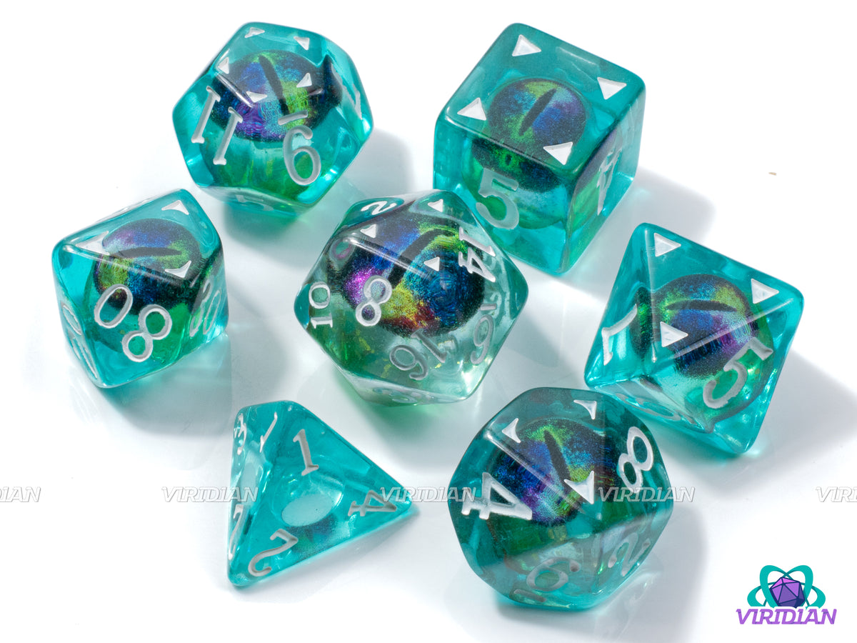 Turquoise Draconis | Multi-Colored Dragon Eye Dice, Translucent Green ...