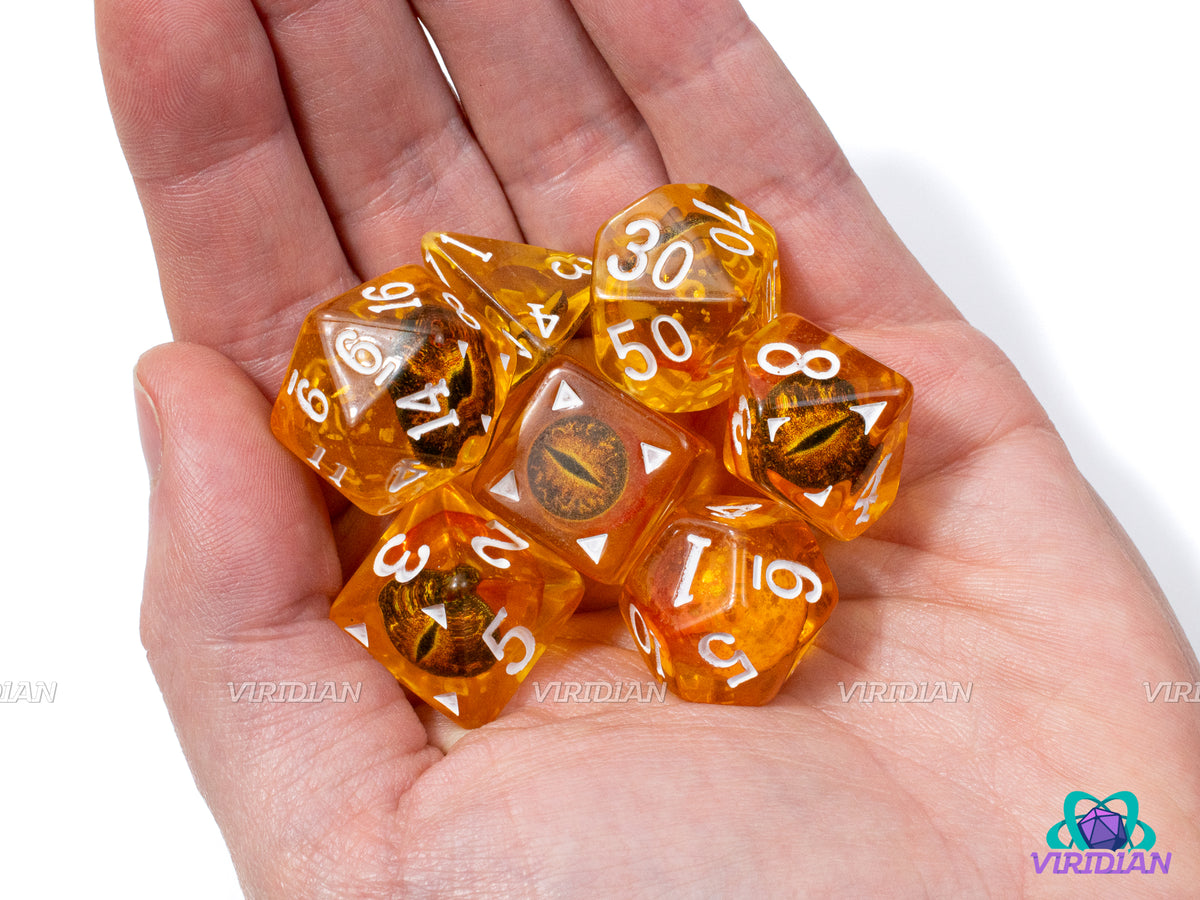 Amber Draconis | Dragon Eyes Dice, Translucent Golden-Orange, Brown ...