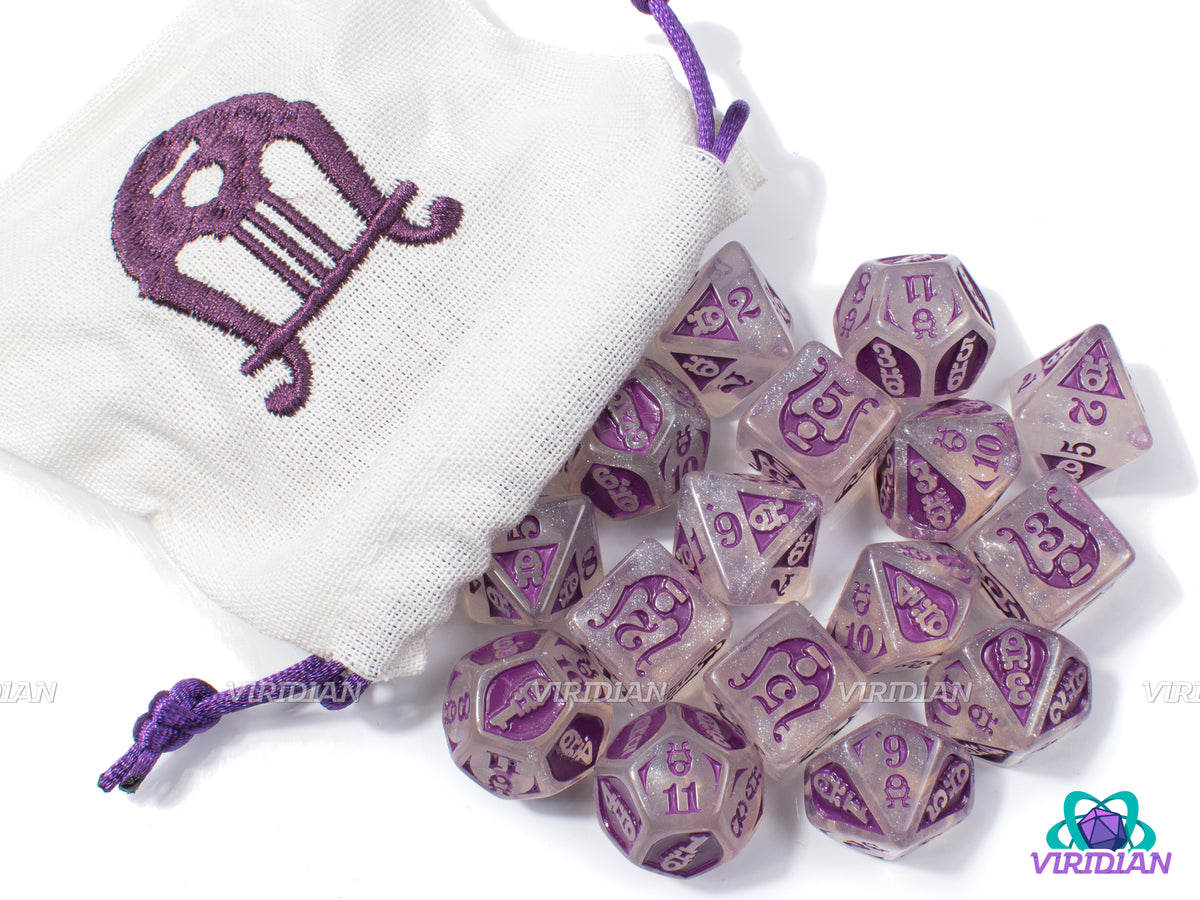 Bardic Inspiration Set | Glittery Light Purple, Lute Design | Resin Di ...