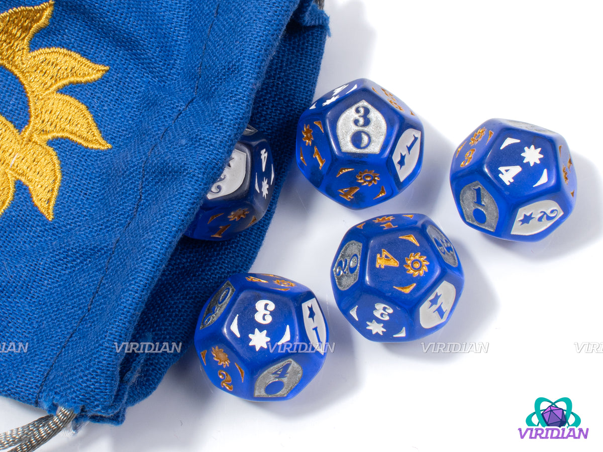 Blessed Set | Royal Blue, Bless Spell Design | D12-Style D4s Resin Dic ...