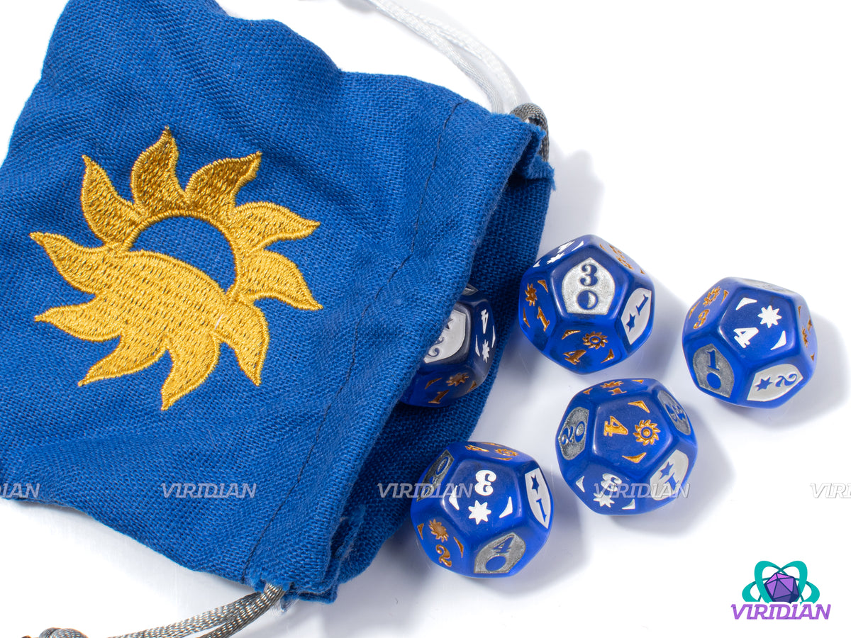 Blessed Set | Royal Blue, Bless Spell Design | D12-Style D4s Resin Dic ...
