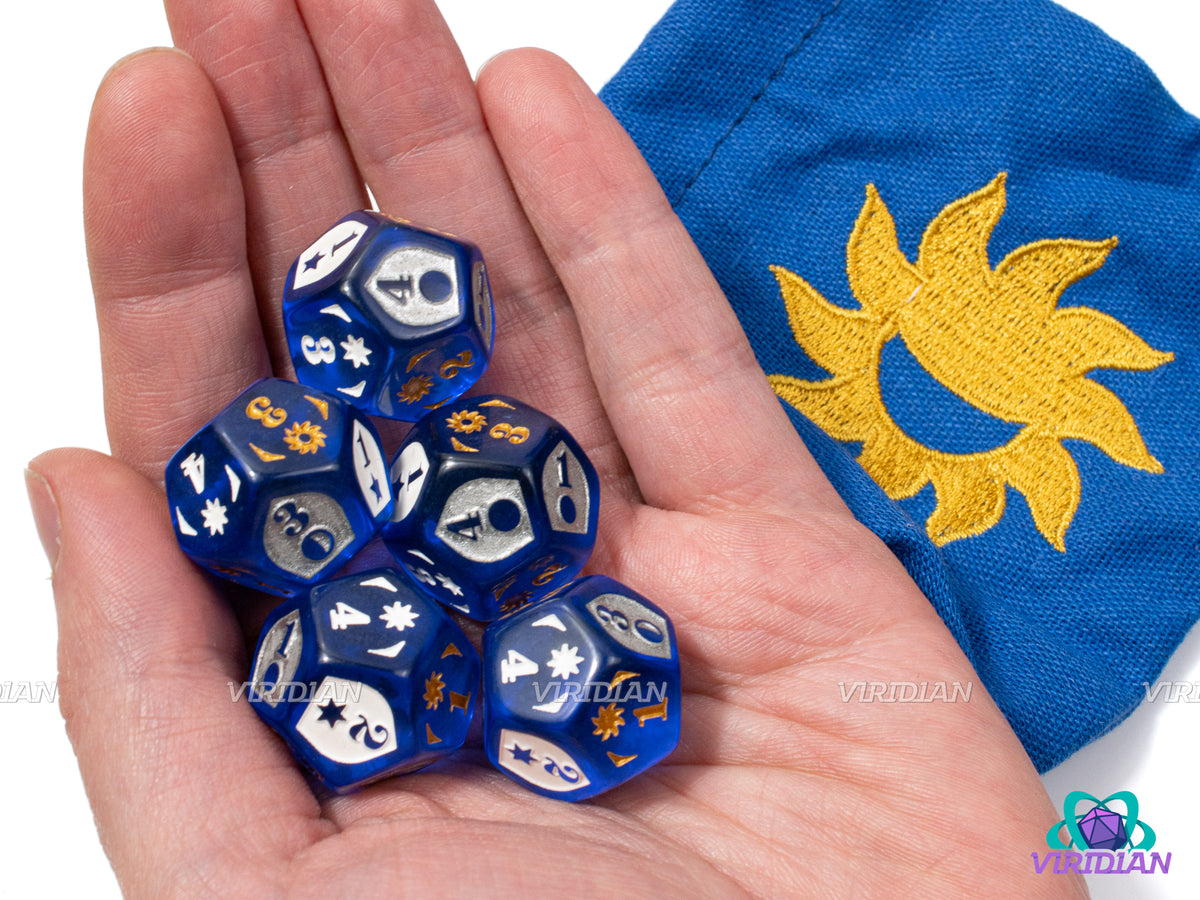 Blessed Set | Royal Blue, Bless Spell Design | D12-Style D4s Resin Dic ...