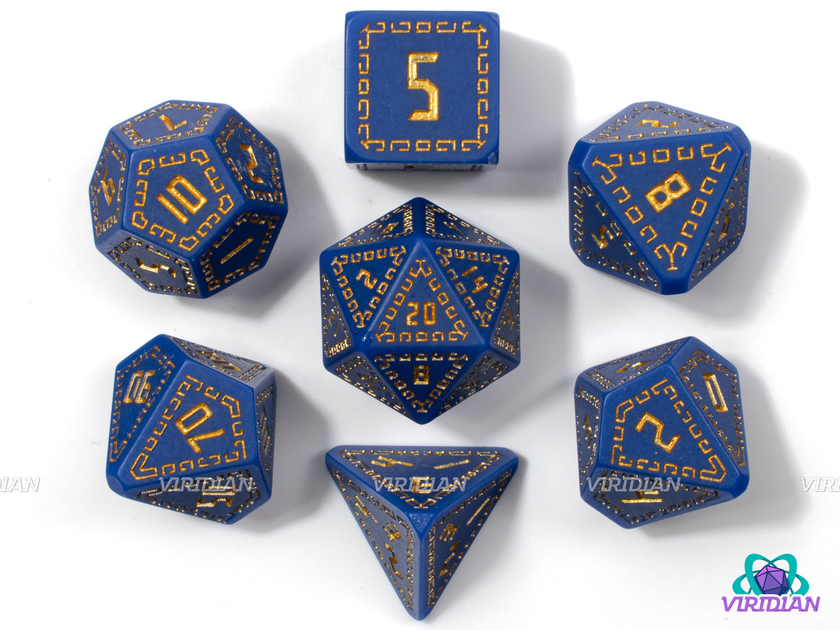 Periwinkle Runes | Light Blue, Gold Ornate Runic Design | Resin Dice S ...