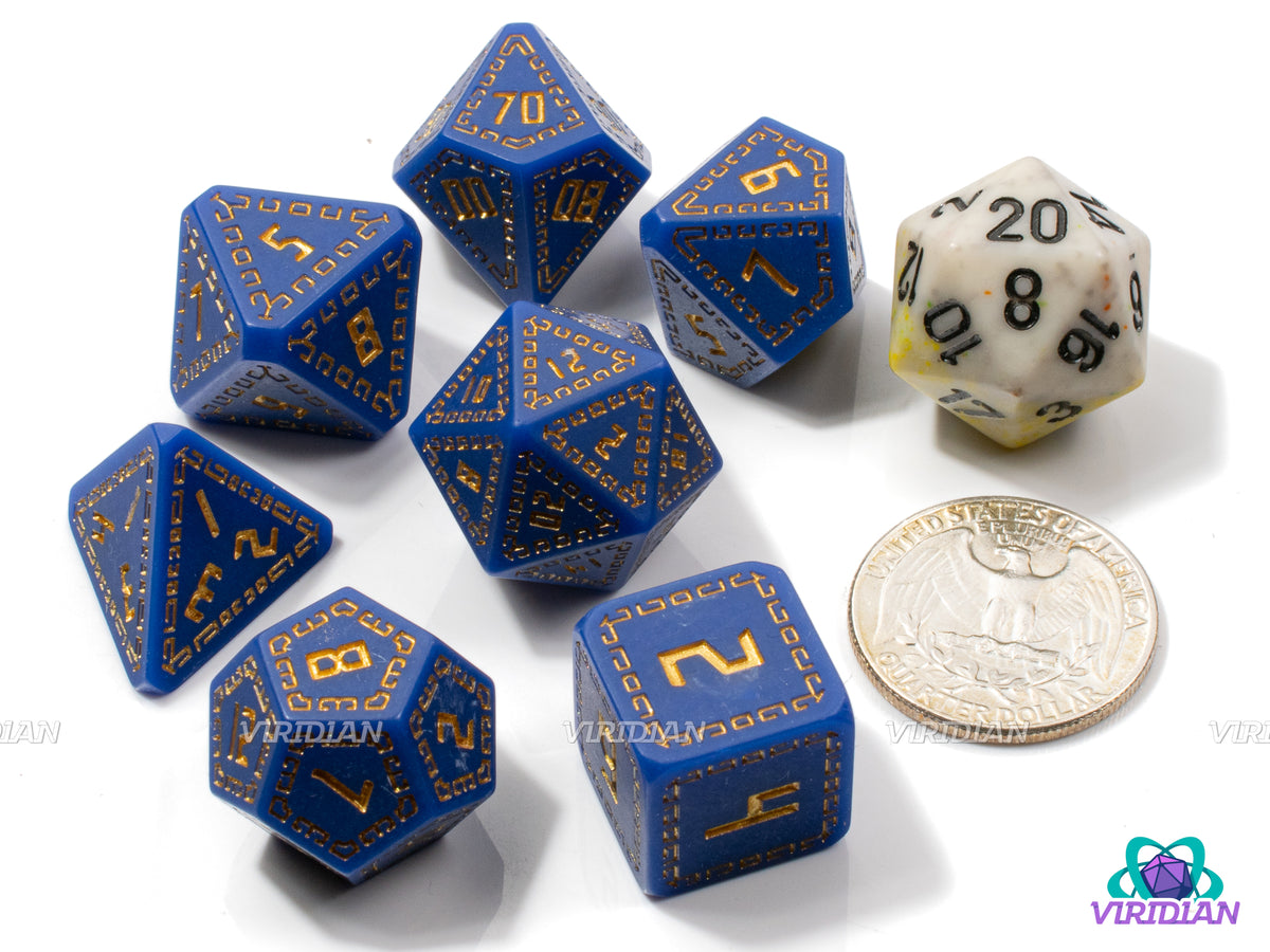 Periwinkle Runes | Light Blue, Gold Ornate Runic Design | Resin Dice S ...