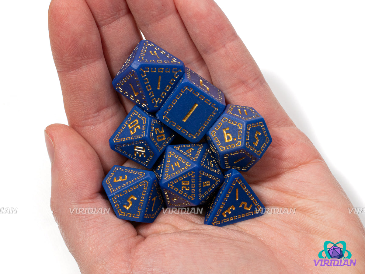 Periwinkle Runes | Light Blue, Gold Ornate Runic Design | Resin Dice S ...