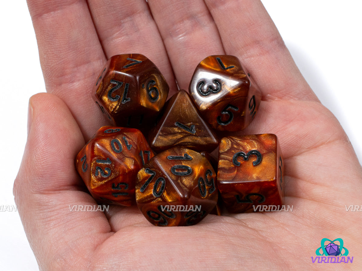 Chocolate Dream | Creamy-Brown Bronze Pearled Swirls | Acrylic Dice Se ...