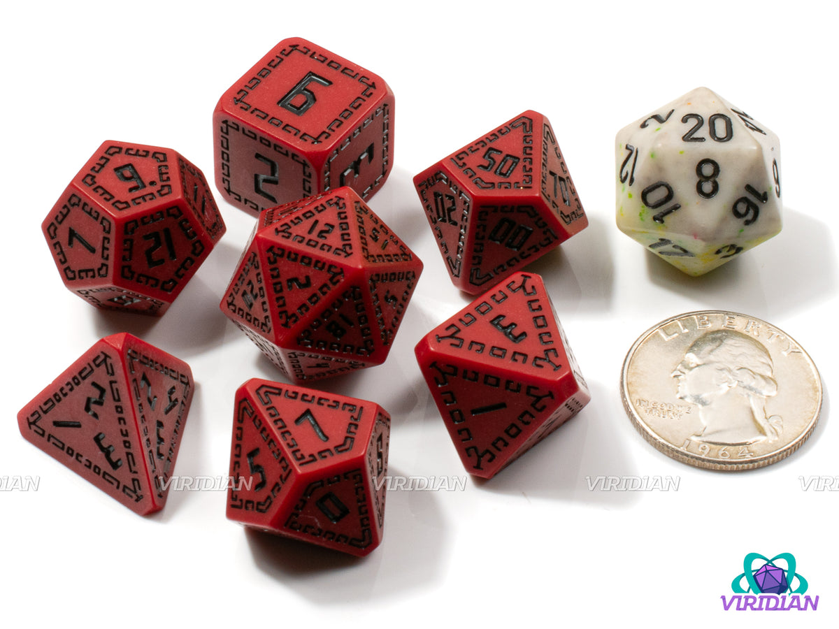 Red Runes | Matte Dark Red, Black, Ornate Runic Design | Resin Dice Se ...