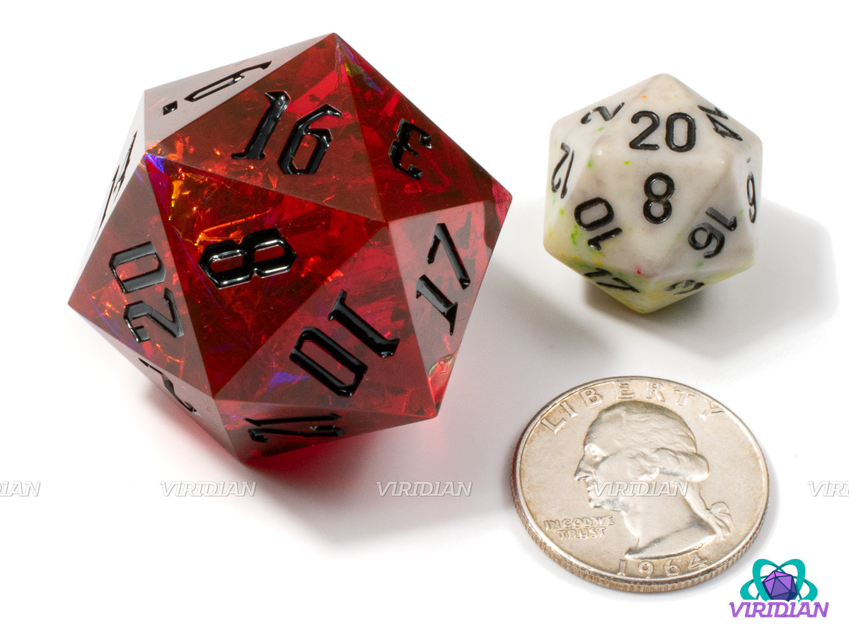 Fatality (D20) | Sharp Edged, Deep Blood Red, Gold Holographic Film, 3 ...