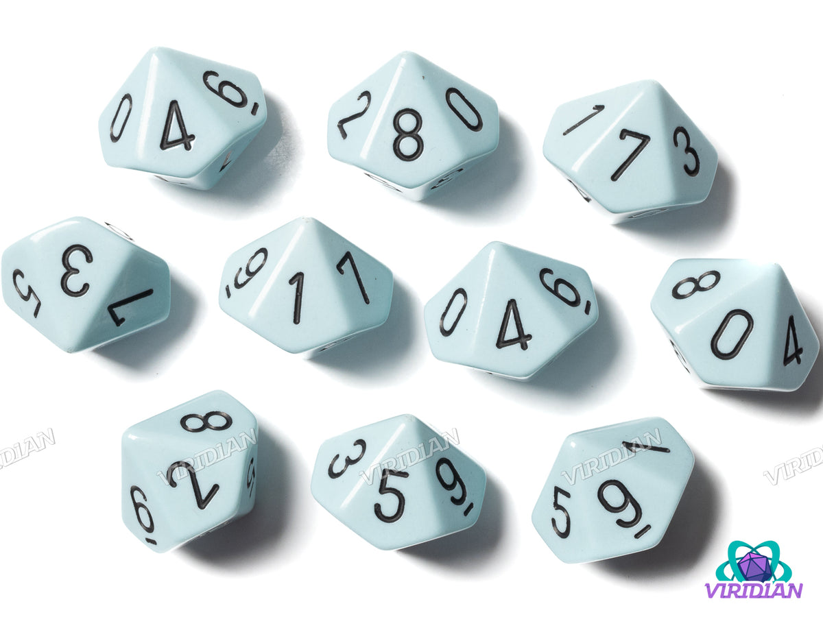 Opaque Pastel Blue/black (Set of Ten D10) | Acrylic D10 Set – Viridian Dice