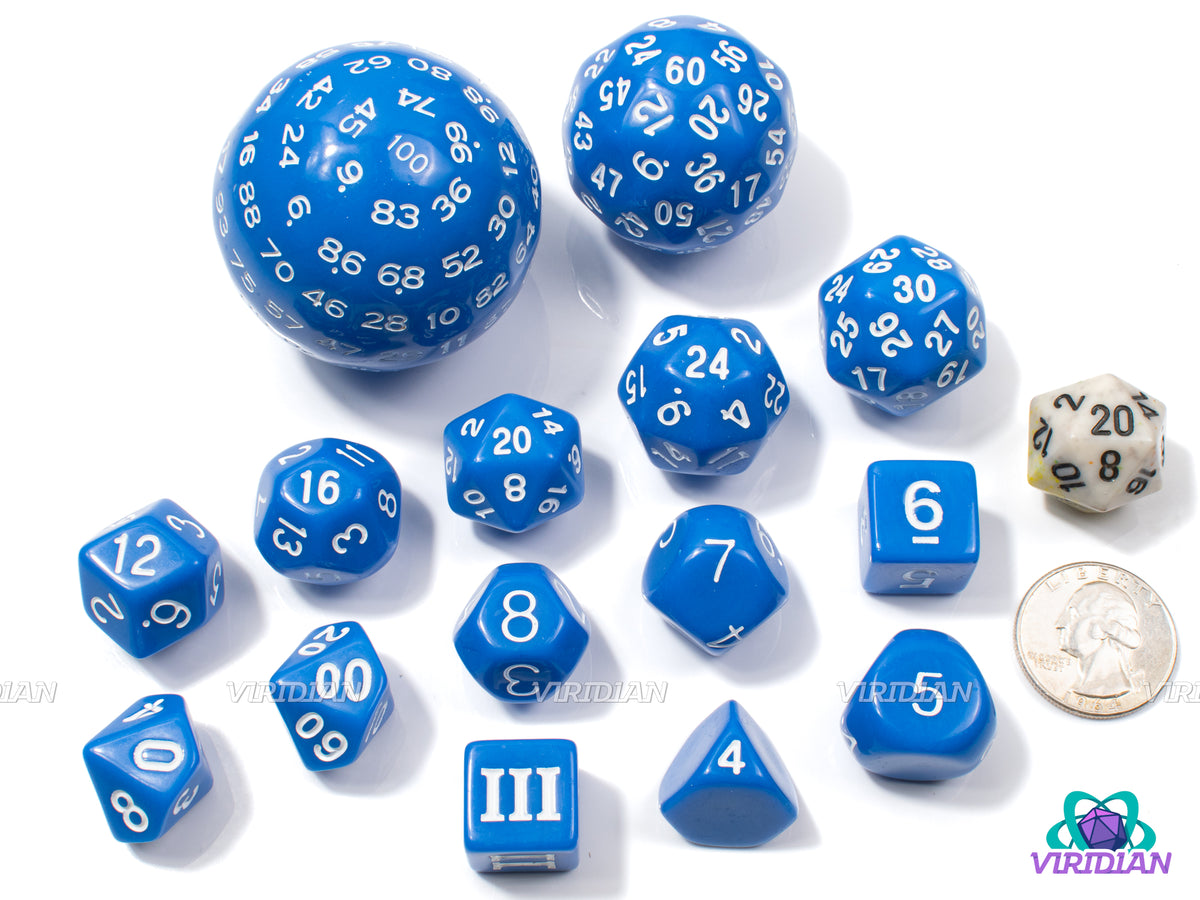 Blue & White Unusual Set (15) | Strange, Weird Dice, Opaque | Acrylic ...