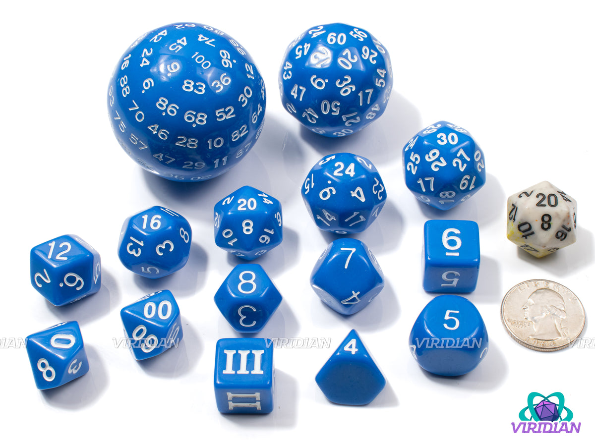 Blue & White Unusual Set (15) | Strange, Weird Dice, Opaque | Acrylic ...