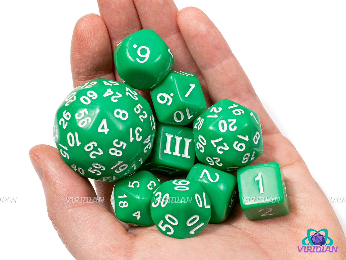 Green & White Unusual Set (15) | Strange, Weird Dice, Opaque | Acrylic ...