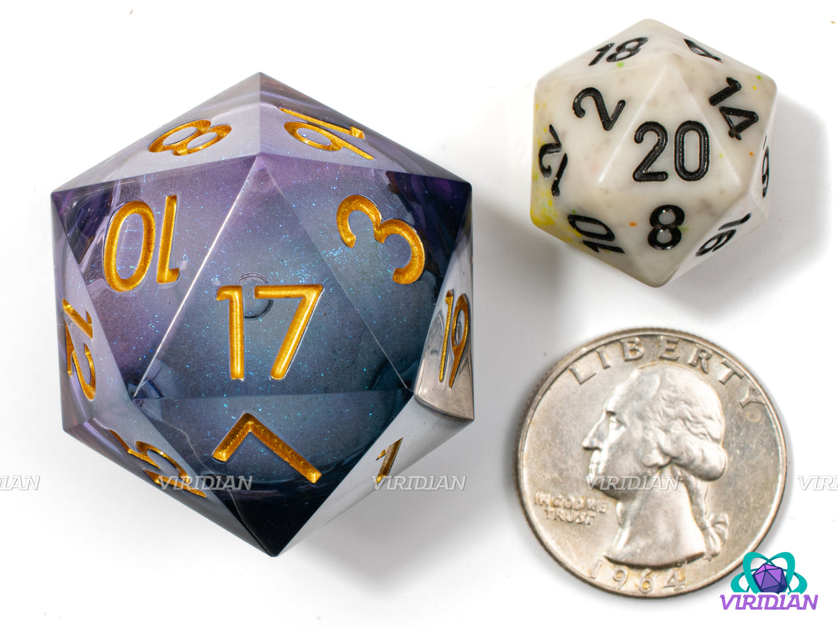 Premonition D20 (Liquid Core) | Sharp-Edged Die, Glittery, Smoke-Black ...
