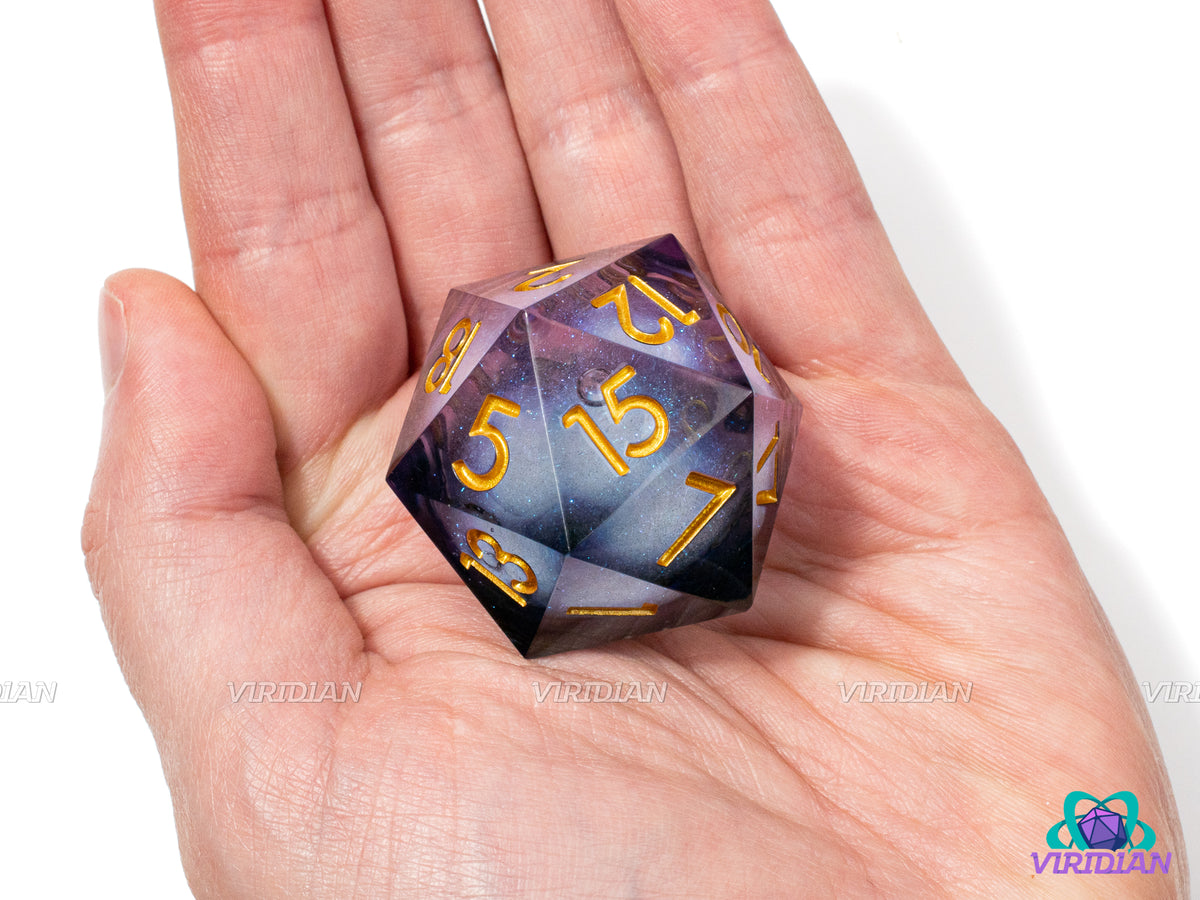 Premonition D20 (Liquid Core) | Sharp-Edged Die, Glittery, Smoke-Black ...