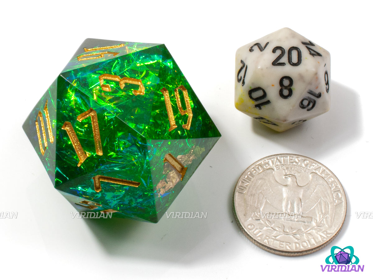 Venomous (D20) | Sharp Edged, Translucent Green, Lime-Gold Holographic ...