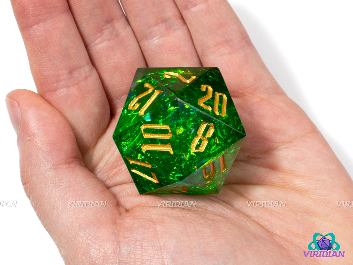 Venomous (D20) | Sharp Edged, Translucent Green, Lime-Gold Holographic ...