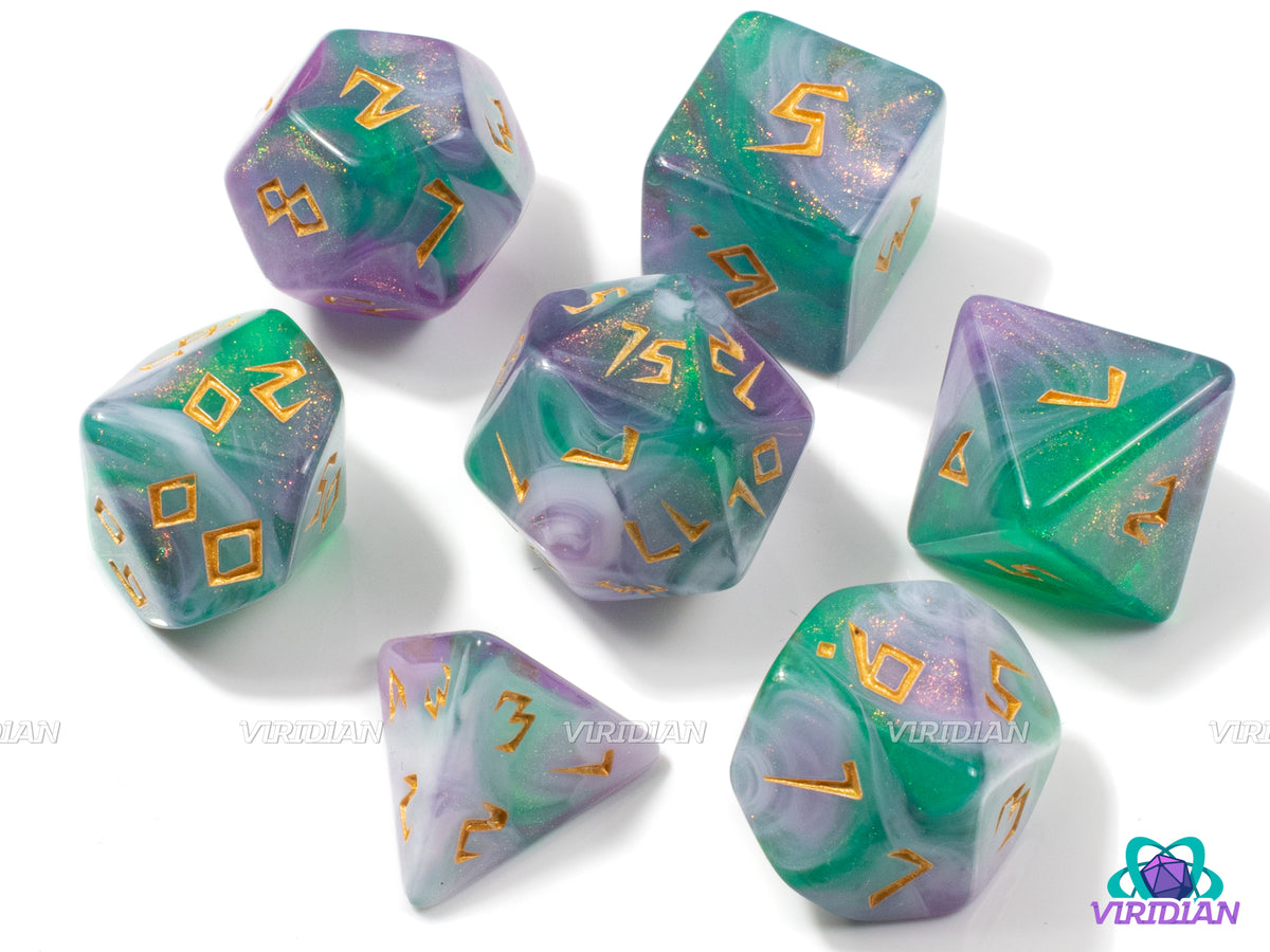 Fairy Runes | Light Purple, White and Green Swirls, Glitter, Runic Fon ...