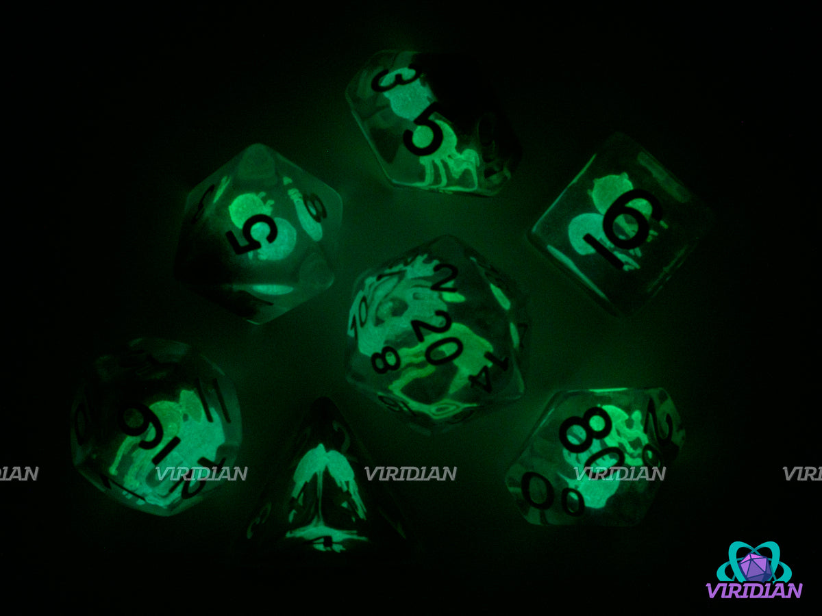 Luminous Tides (Glow In The Dark) | Teal Jellyfish, Blue Glitter, Tran – Viridian Dice