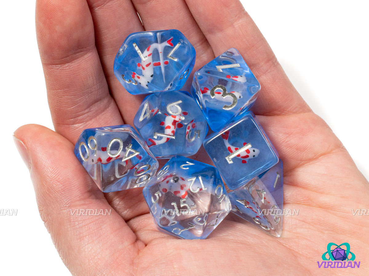 Fresh Fish Friend | White & Red Koi Charm Inside Clear and Bright Blue ...