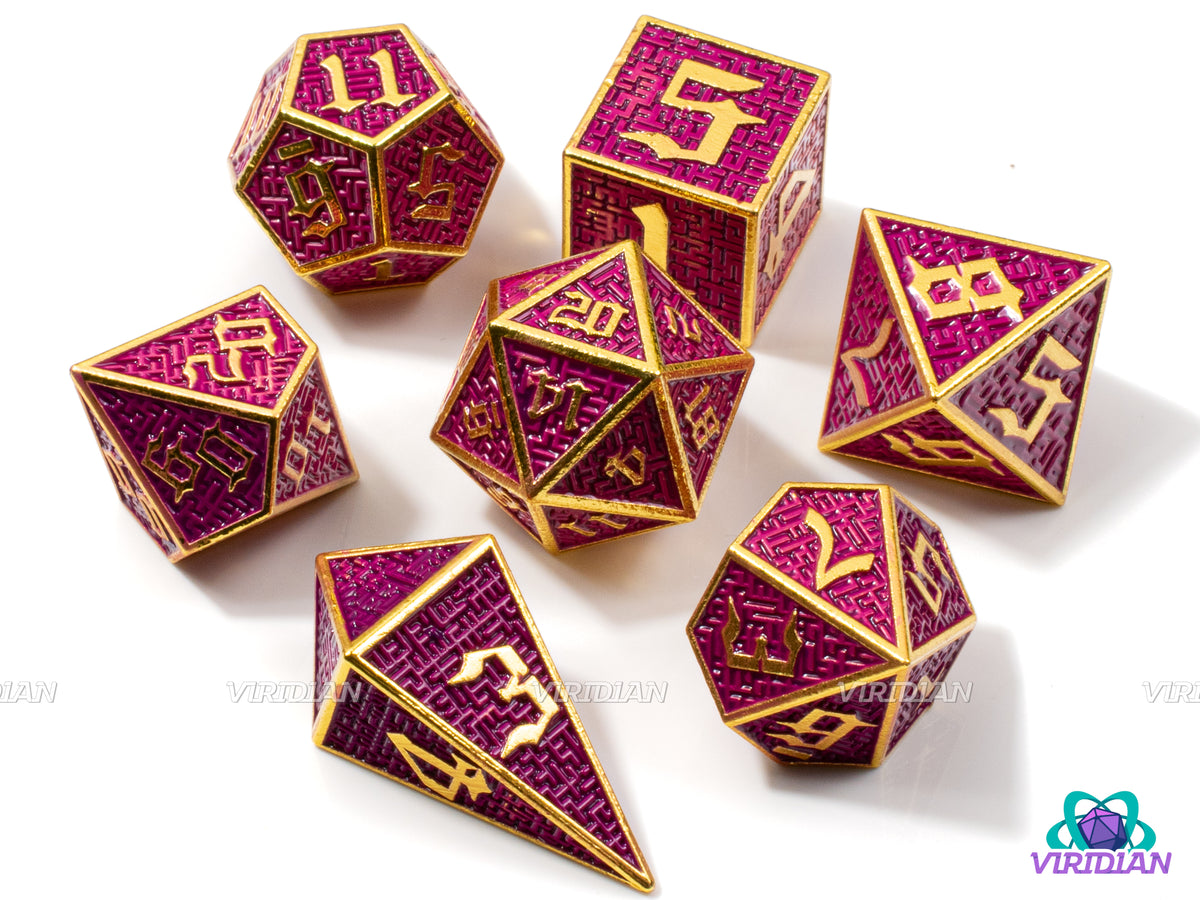 Magenta Labyrinth | Magenta Hot-Pink, Yellow Gold, Maze Design | Metal ...