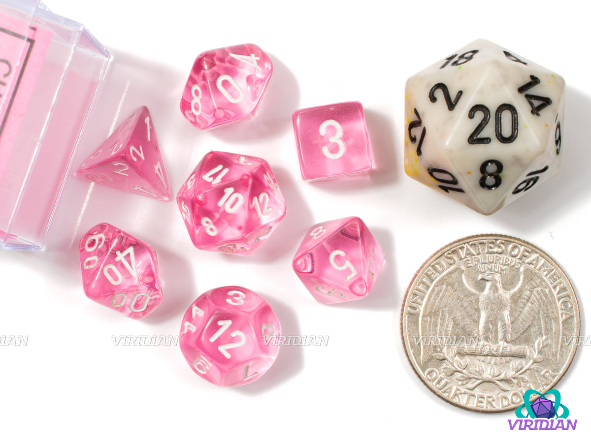 Mini Translucent Pink | 10mm Acrylic Dice Set (7) | Chessex Mini Wave ...