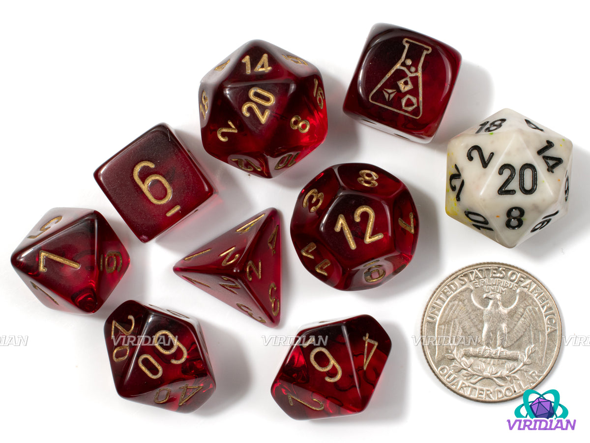 Translucent Crimson & Gold | Lab 7 (2023) | Chessex Dice Set (7+1 Bonu ...