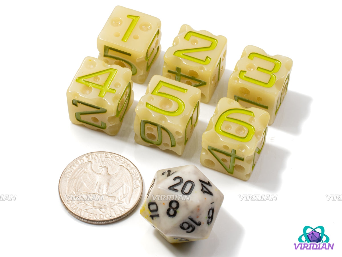 Oops! Moldy Cheese D6s (Set of 6) | Spoiled Dice, Rotten Olive Green ...