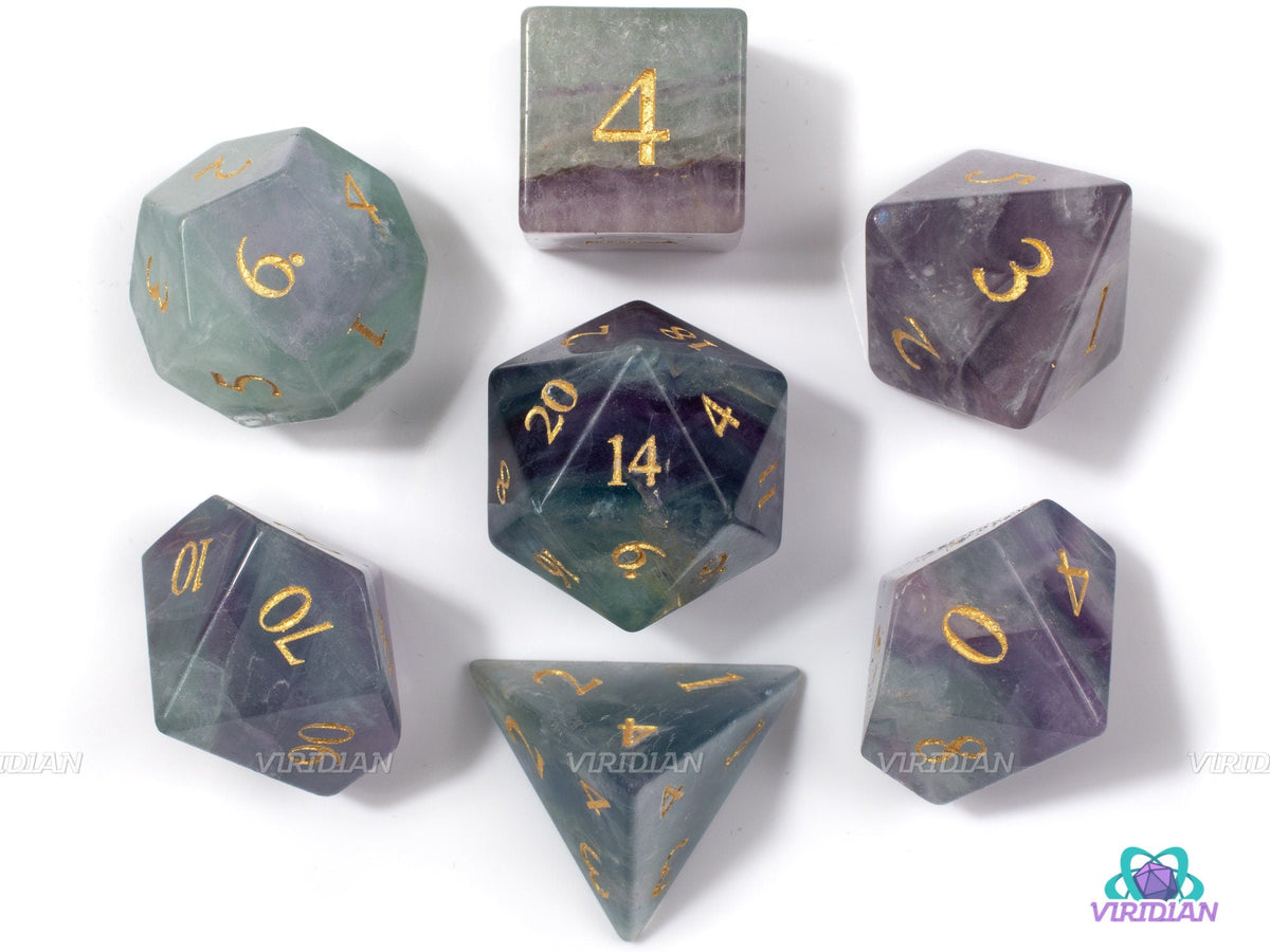 Natural Fluorite | Real Gemstone Dice Set (7) | Dungeons and Dragons ...