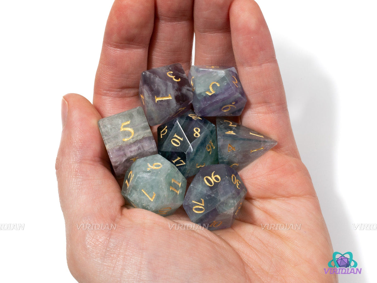 Natural Fluorite | Real Gemstone Dice Set (7) | Dungeons and Dragons ...