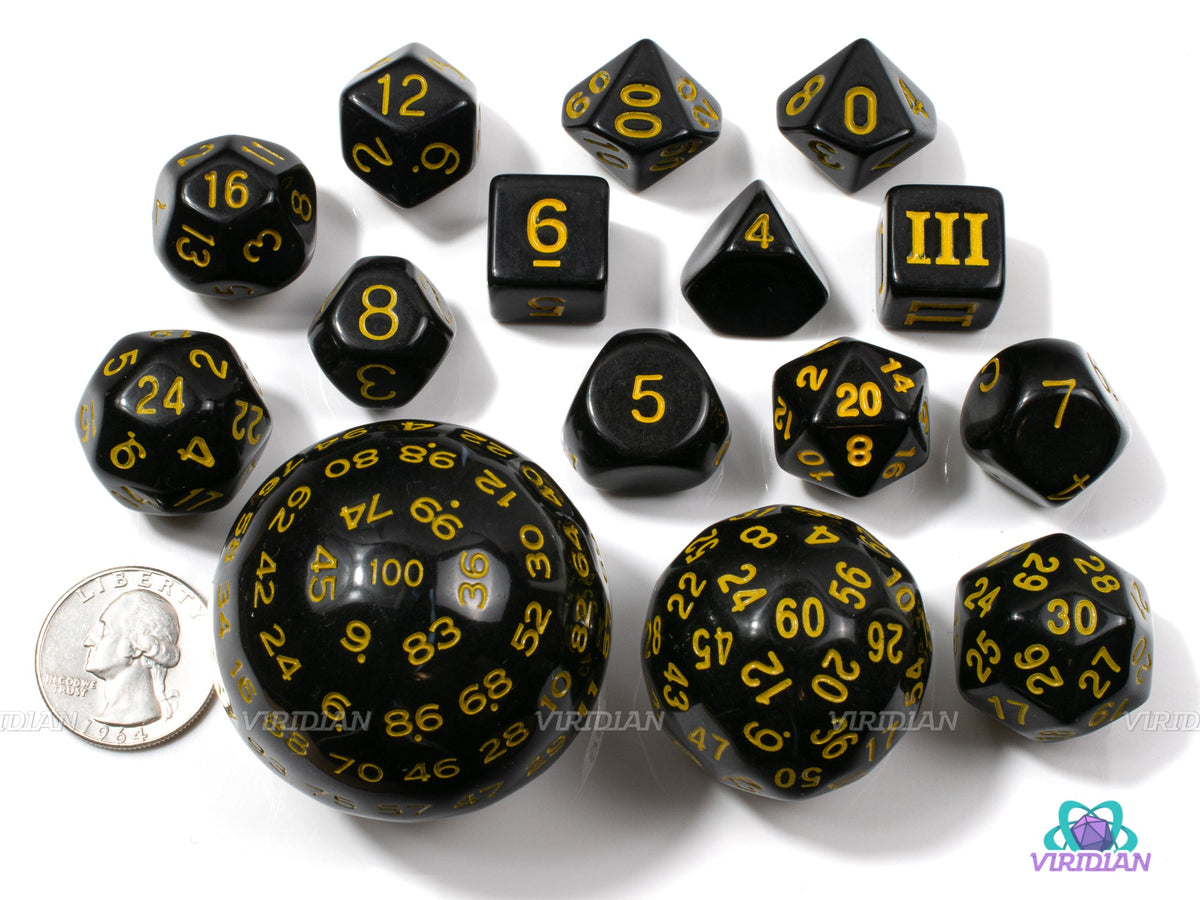 Black & Yellow Unusual Set (15) | Strange, Weird Dice, Opaque | Acryli ...
