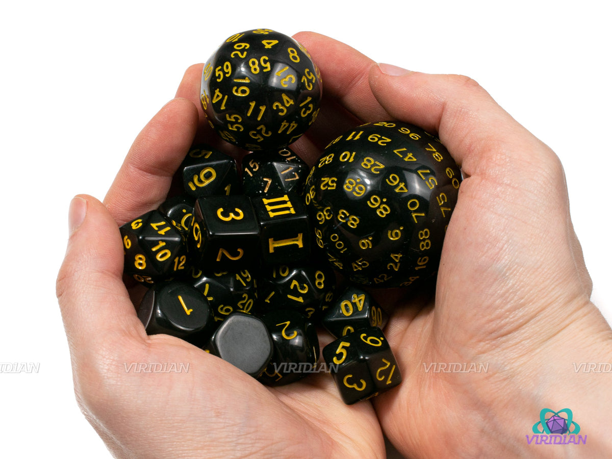 Black & Yellow Unusual Set (15) | Strange, Weird Dice, Opaque | Acryli ...