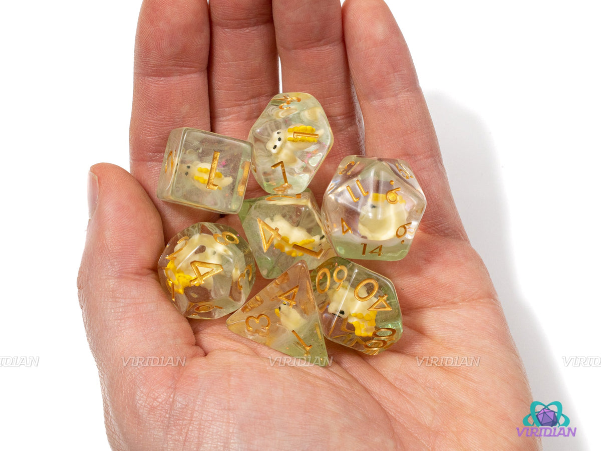 Lil' Stegosaurus | Yellow Dinosaur Charm | Resin Dice Set (7 ...