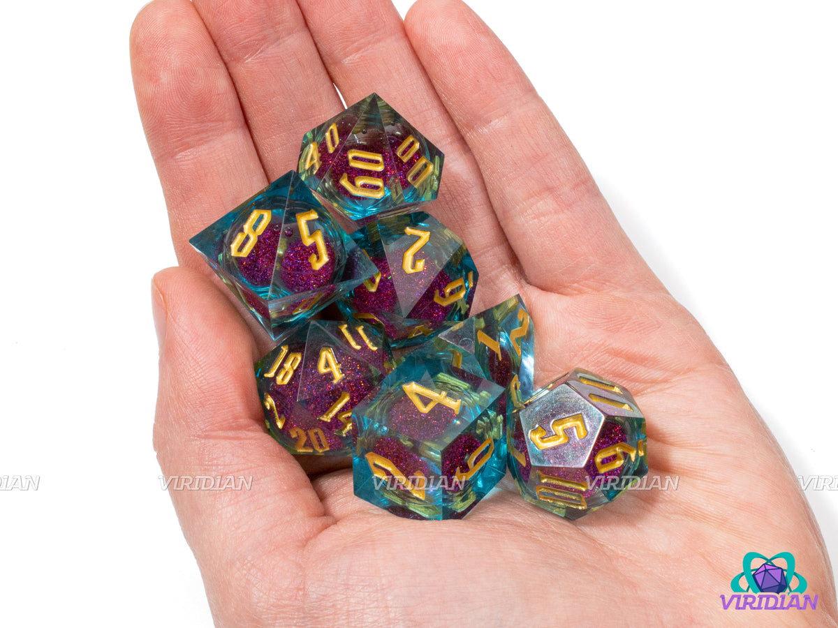 Magenta Reef (Liquid Core) | Translucent Blue with Wine Red Sand Glitt ...