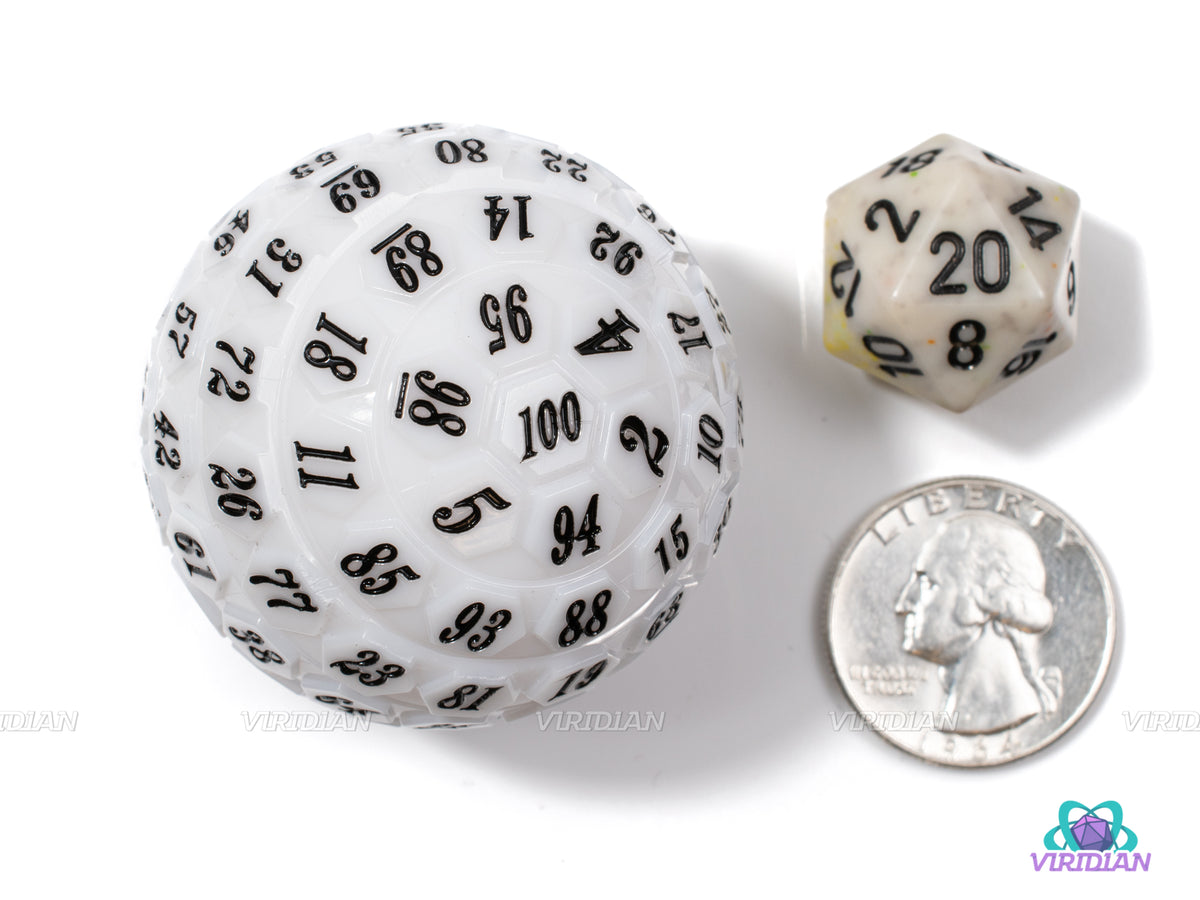 White & Black D100 | 45mm Giant Acrylic Die (1) – Viridian Dice