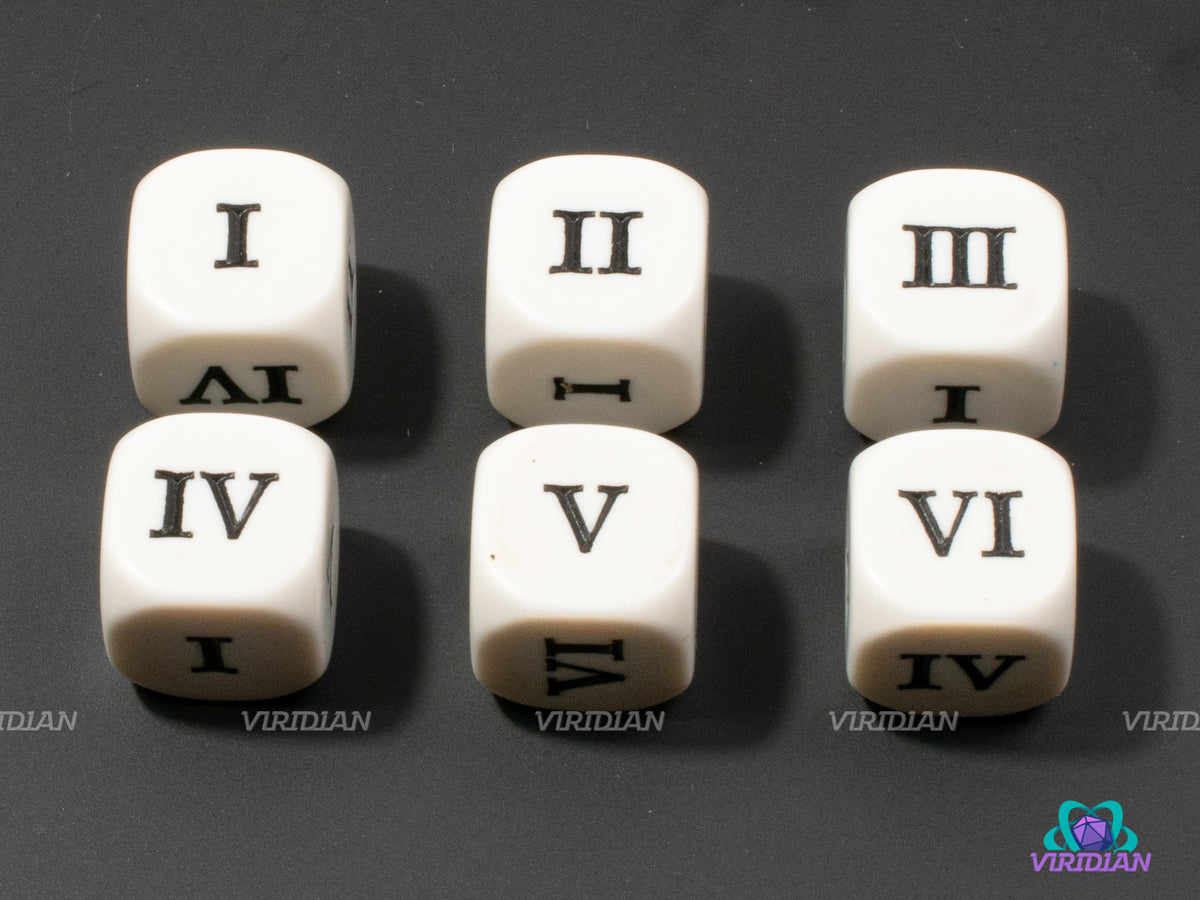 Roman Numerals (Set of 6) | 16mm Acrylic Roman Numeral Numbered D6 Dic ...