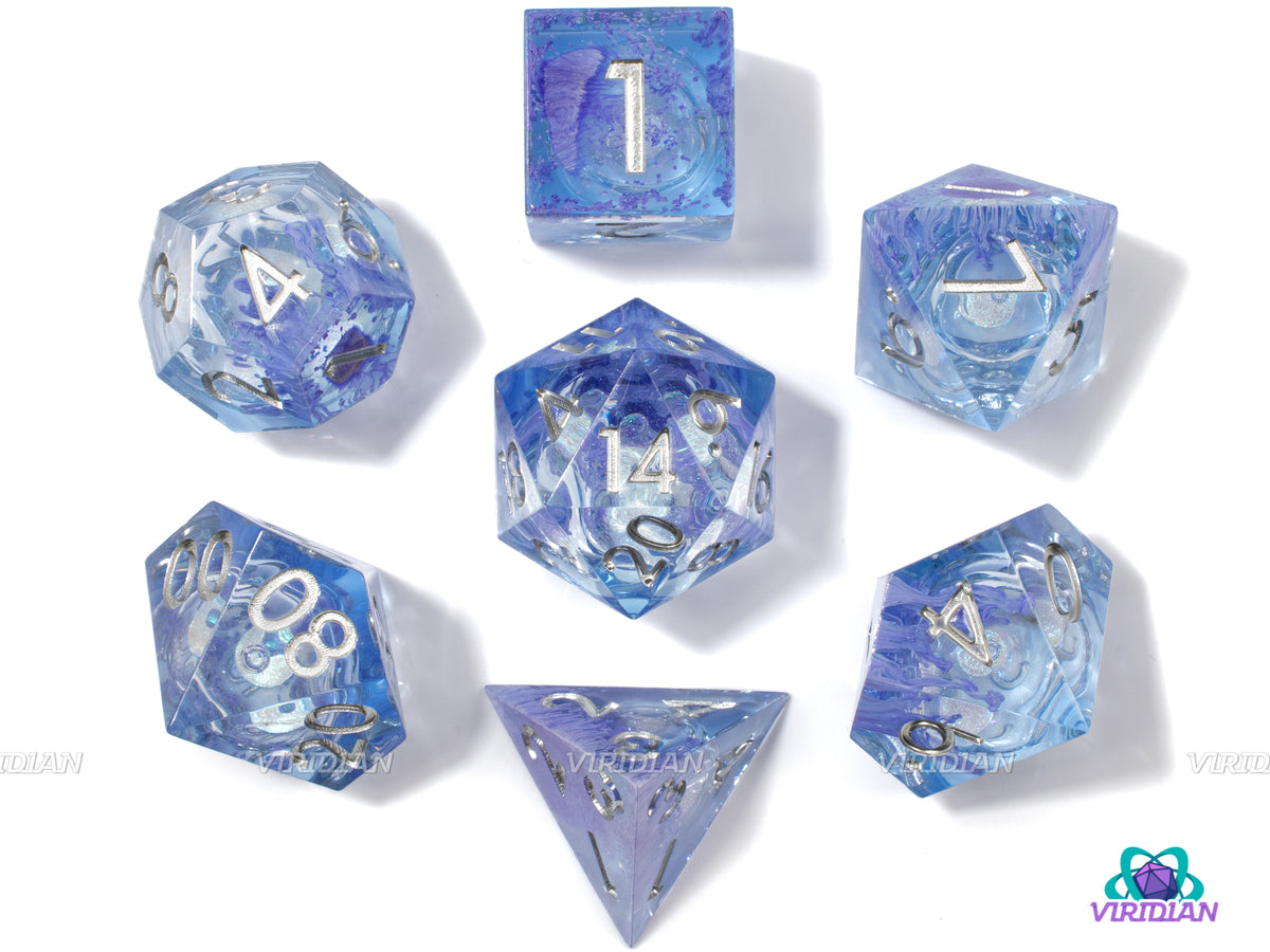 Blue Lotus (B-Grade) | Liquid-Filled Core Light Blue w Purple Tendrils ...