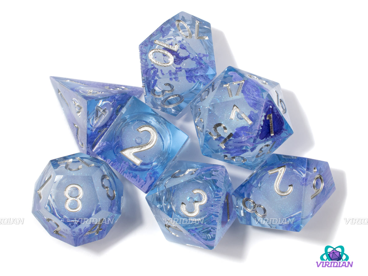 Blue Lotus (B-Grade) | Liquid-Filled Core Light Blue w Purple Tendrils ...