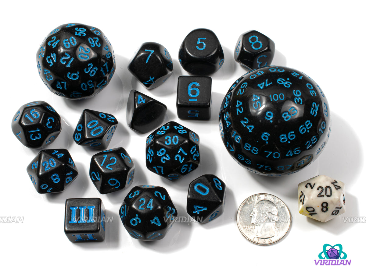 Black & Blue Unusual Set (15) | Strange, Weird Dice, Opaque | Acrylic ...