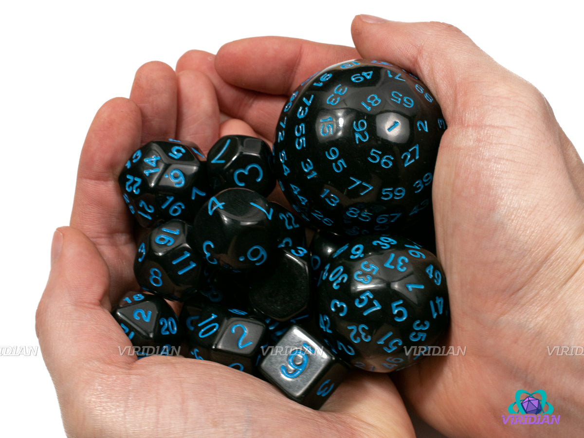 Black & Blue Unusual Set (15) | Strange, Weird Dice, Opaque | Acrylic ...