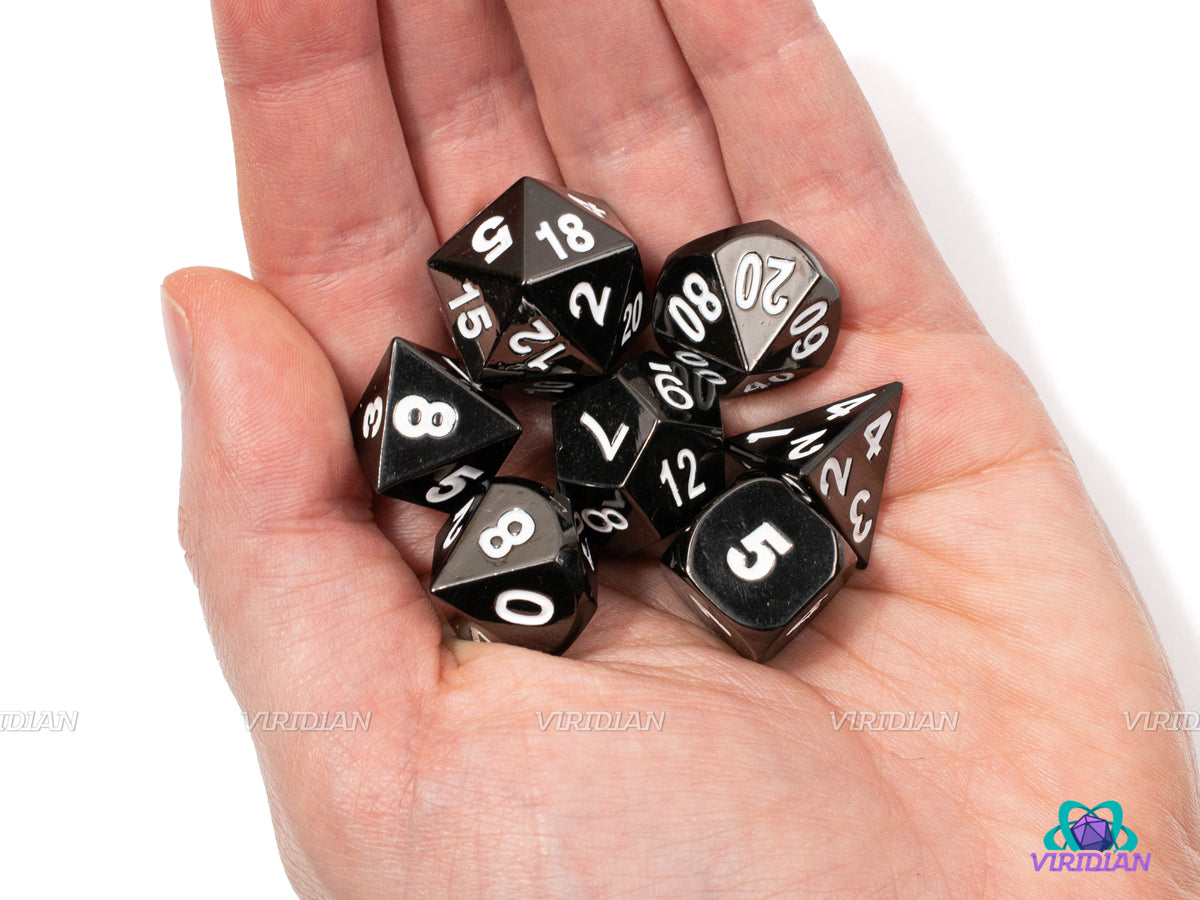 Shadow Step | Black Gloss Metal Dice Set (7) | Dungeons and Dragons (D ...