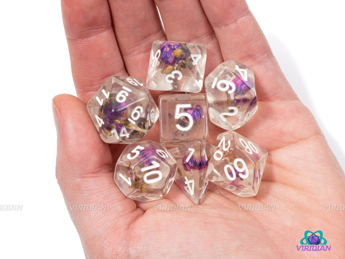 Purple Flower | Resin Dice Set (7) | Dungeons and Dragons (DnD ...