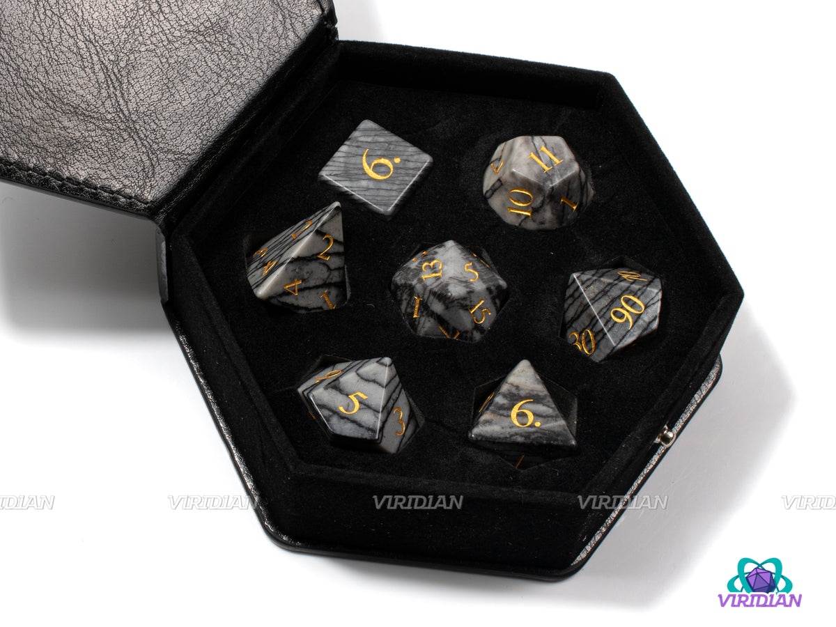 Hippotigris | Natural Black Network Agate Stone | Real Gemstone Dice S ...
