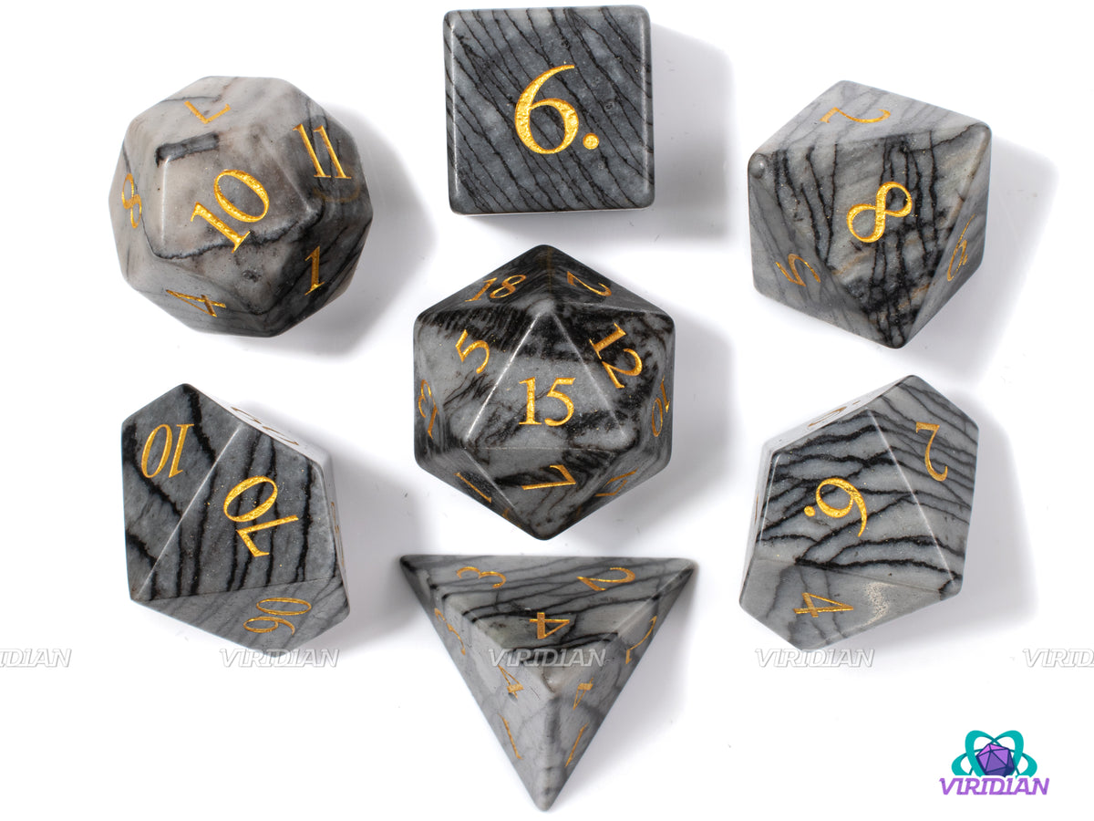 Hippotigris | Natural Black Network Agate Stone | Real Gemstone Dice S ...