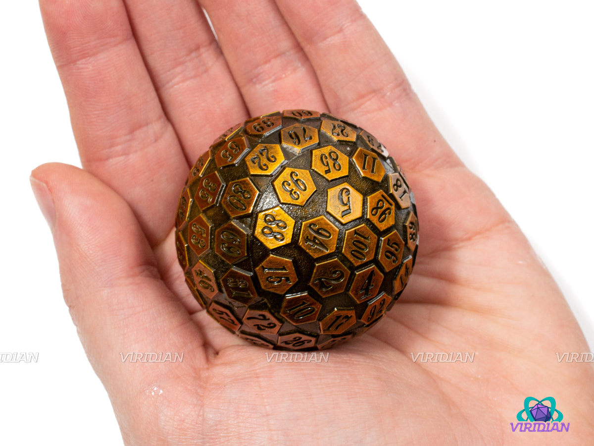 Dark Gold D100 | Giant Metal Die (1) | Dungeons and Dragons (DnD) | Ta ...