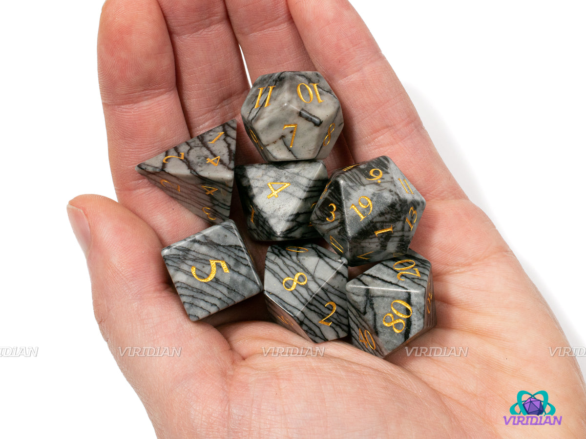 Hippotigris | Natural Black Network Agate Stone | Real Gemstone Dice S ...