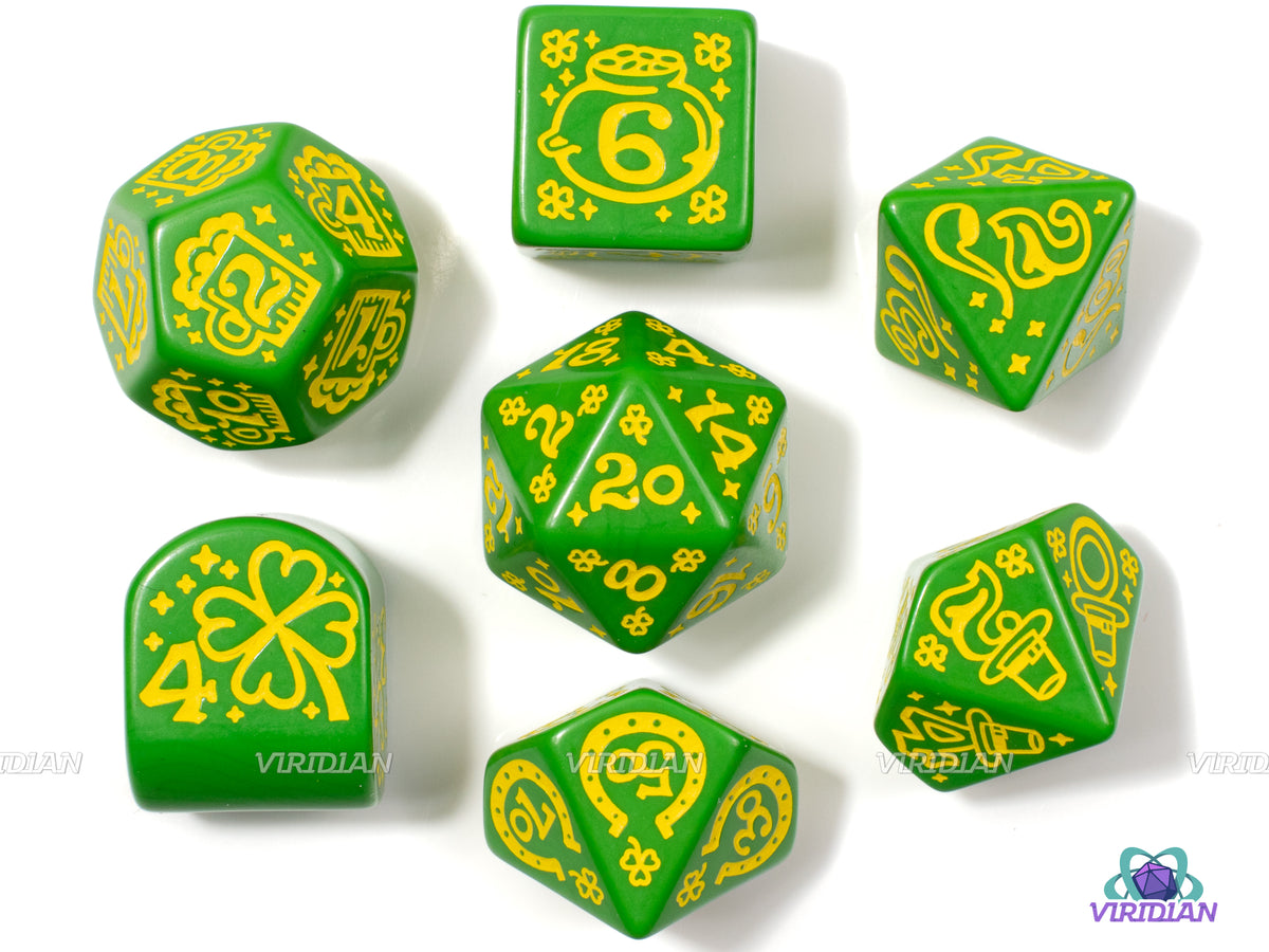 The Lucky Charm | Green & Yellow St Patrick's Day Themed Dice Set (7 ...