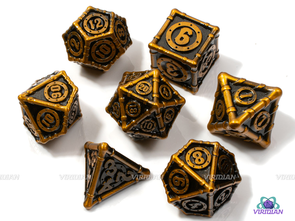 Olympus Heights | Shiny Gold Pipe Fixture Design | Metal Dice Set (7 ...