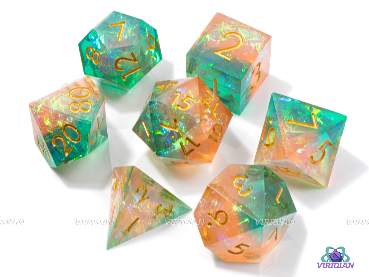 Orange Ocean | Sharp-Edged with Holographic Film | Teal Green & Orange ...